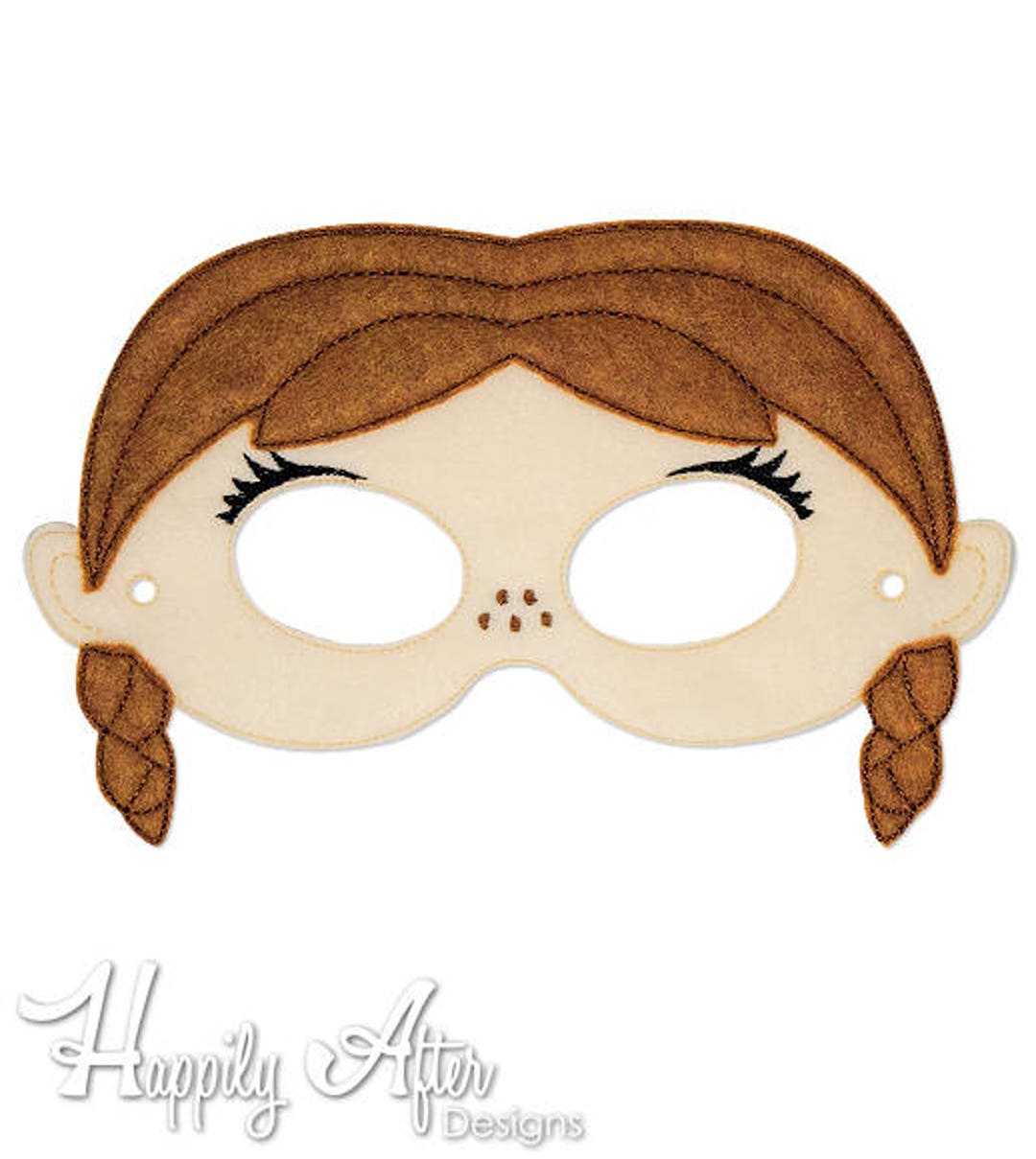 Girl With Braids Mask Embroidery Design - Girls Mask - Machine ...