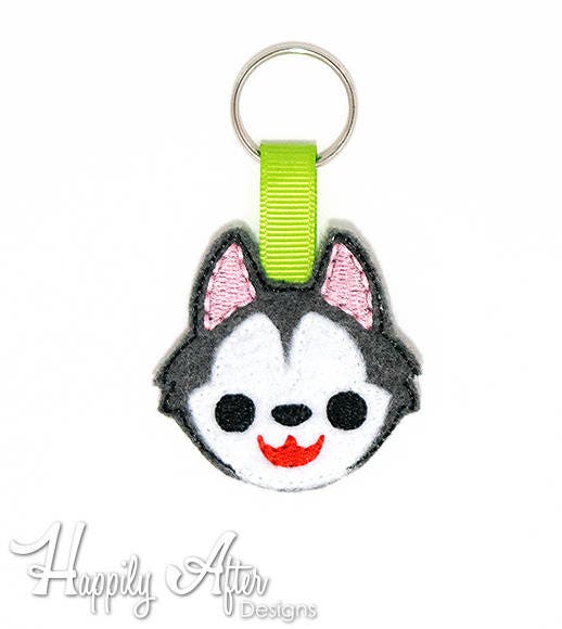 Husky Keychain Embroidery Design Husky Dog Breed Keychain | Etsy