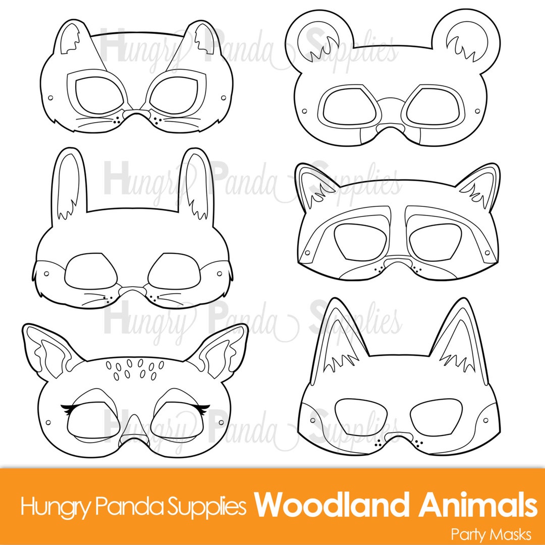 Woodland Forest Animals Coloring Masks, Woodland Animal Mask, Bear Mask ...