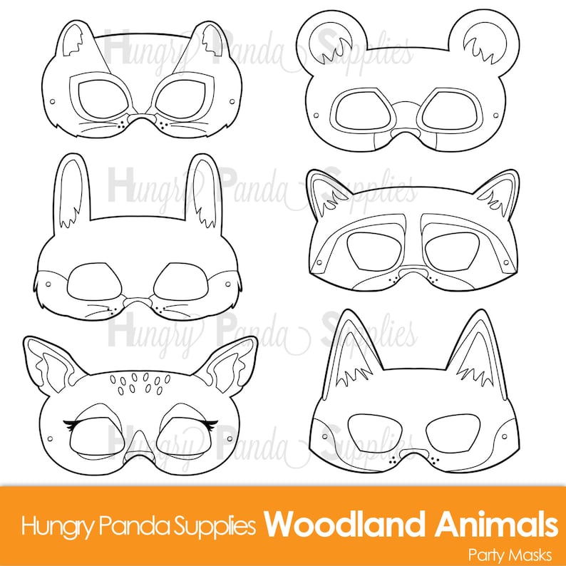 Woodland Forest Animals Coloring Masks, Woodland Animal Mask, Bear Mask ...