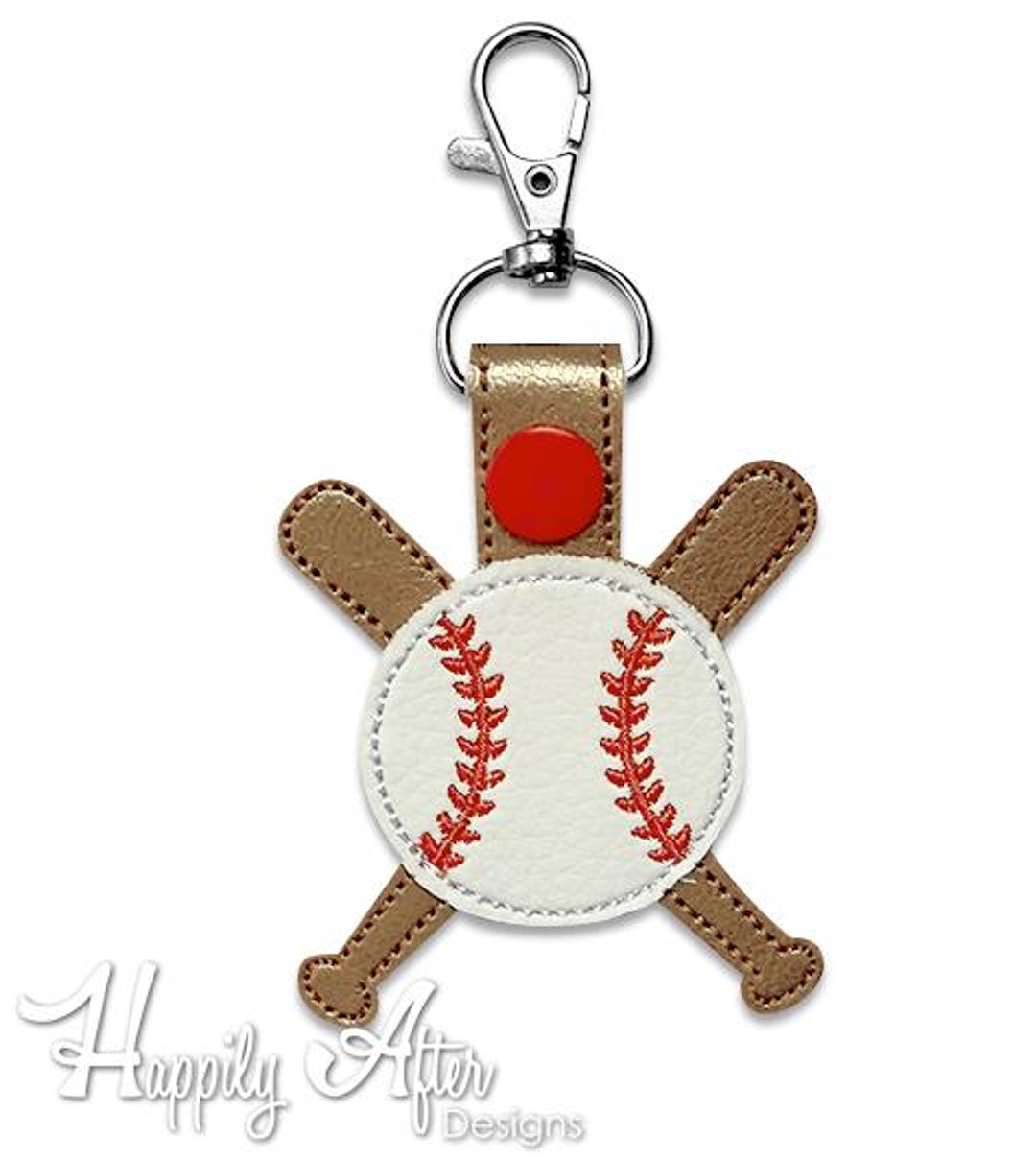 Cross Bat Snap Tab Machine Embroidery Design - Baseball Keychain ...