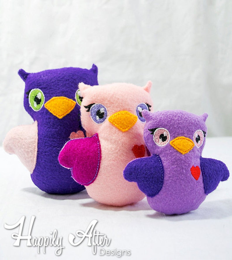 Love Owls Stuffies Embroidery Designs Owl Stuffy Machine | Etsy