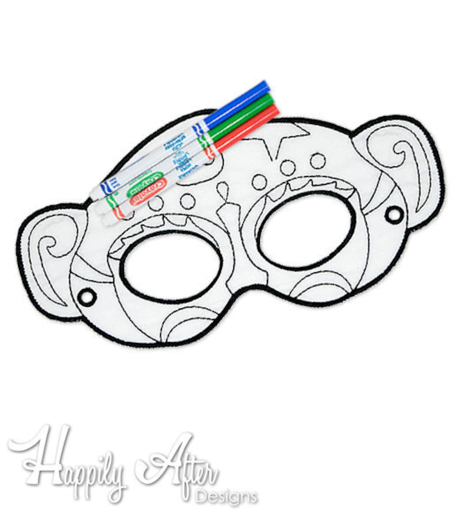 Monkey Mask Coloring Embroidery Design Monkey Mask Machine - Etsy