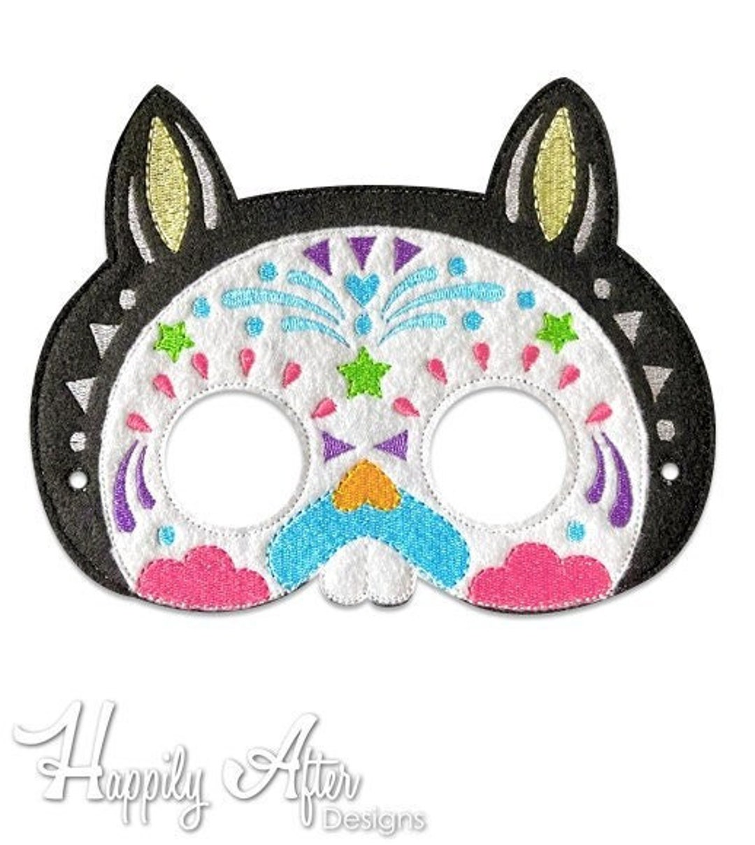 Sugar Skull Bunny Mask Embroidery Design - Skull Mask - Machine ...