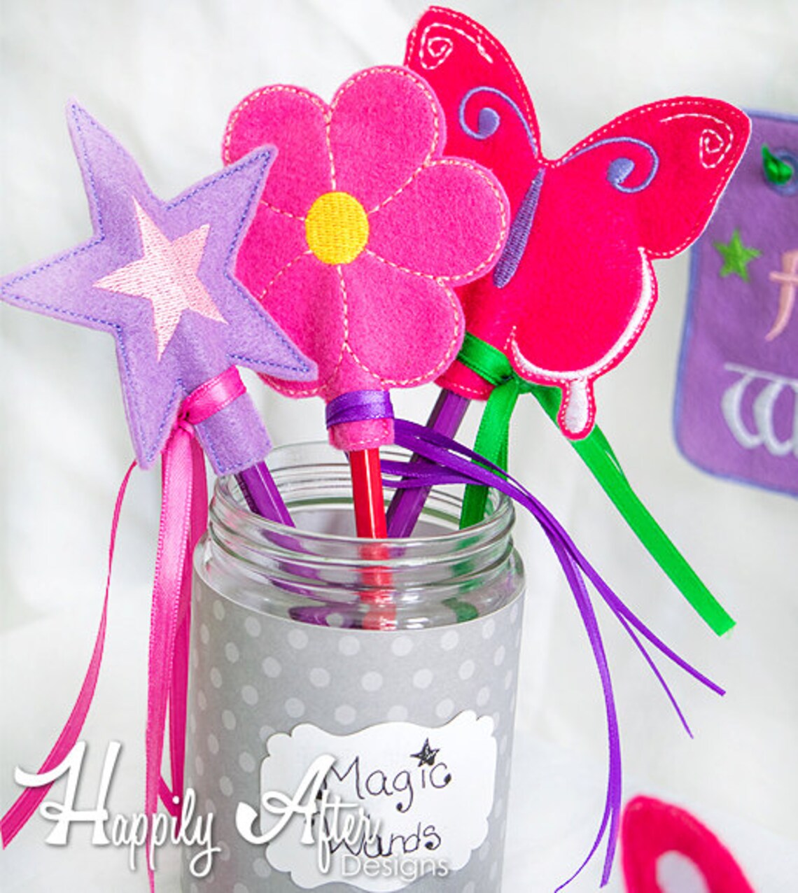 Fairy Wand Pencil Topper Embroidery Design Fairy Wand - Etsy