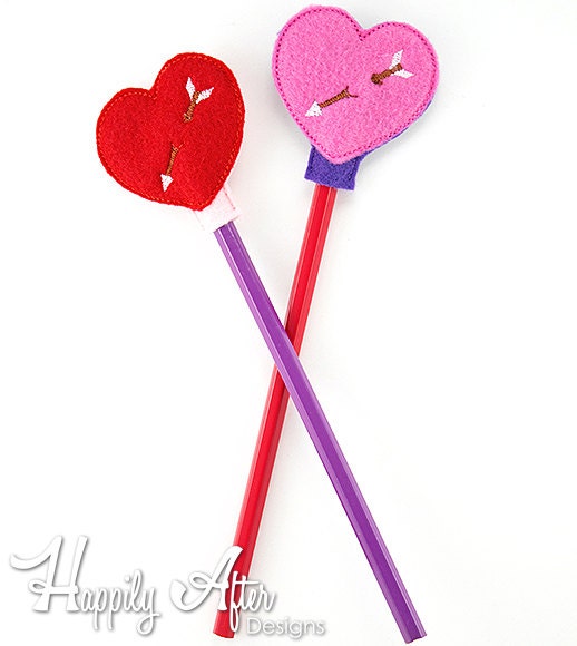 Heart Pencil Topper Embroidery Design Hearts Pencil Topper - Etsy