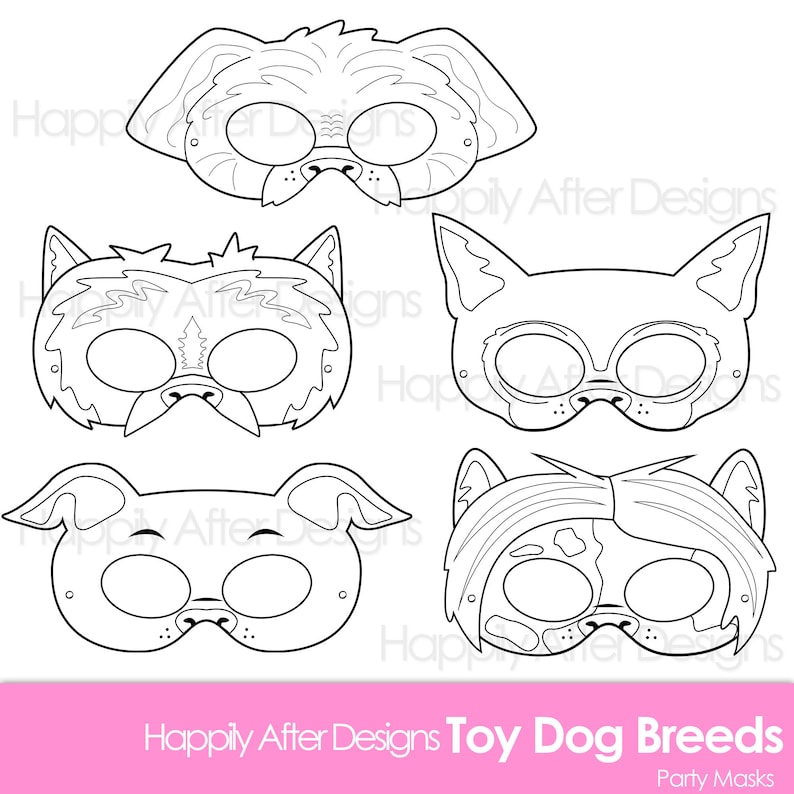 Toy Dog Breed Printable Coloring Masks, Chihuahua Mask, Chinese Crested ...