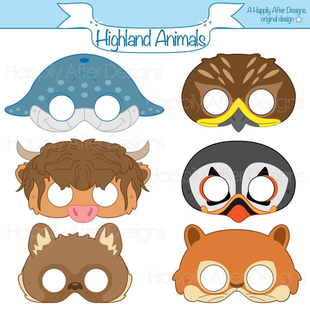 Highland Animals Printable Masks - Highland Mask - Puffin - Squirrel ...