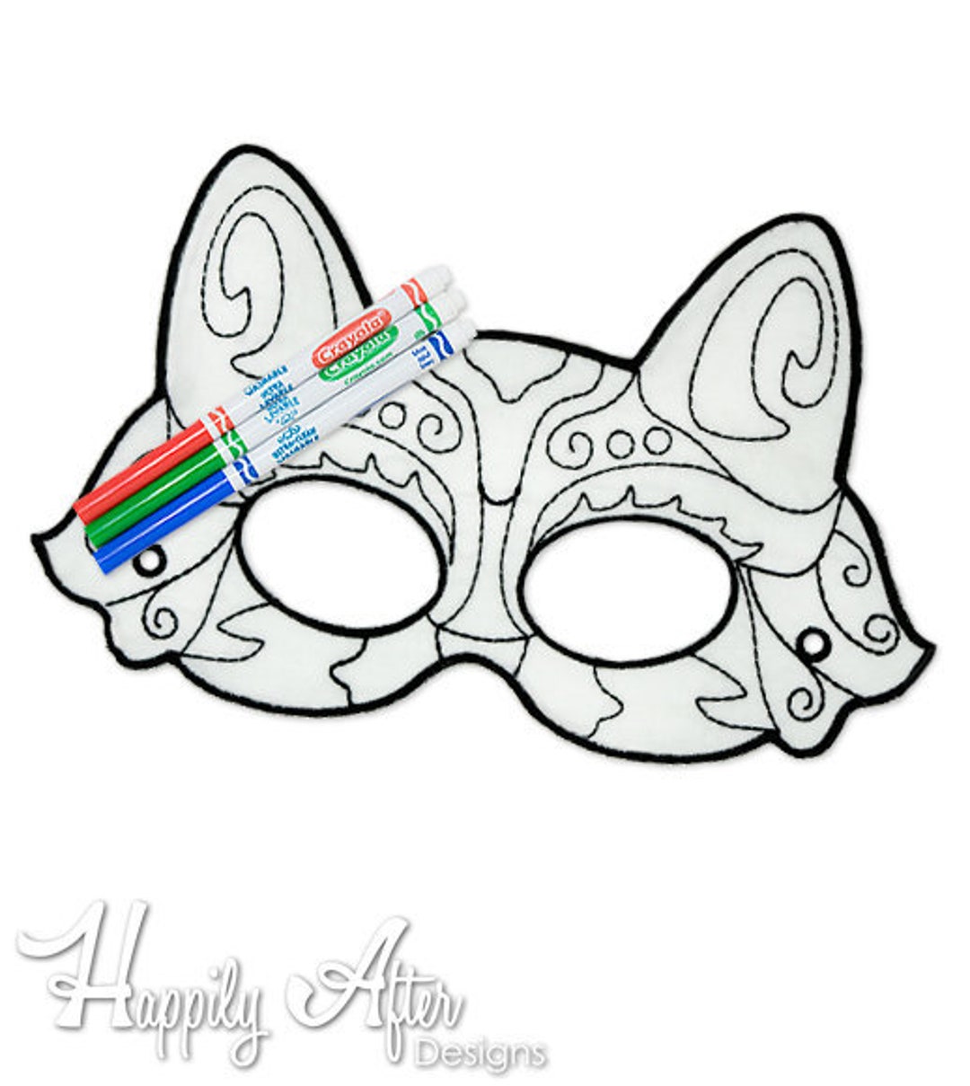 Fox Mask Coloring Embroidery Design, Fox Mask, Machine Embroidery, ITH ...