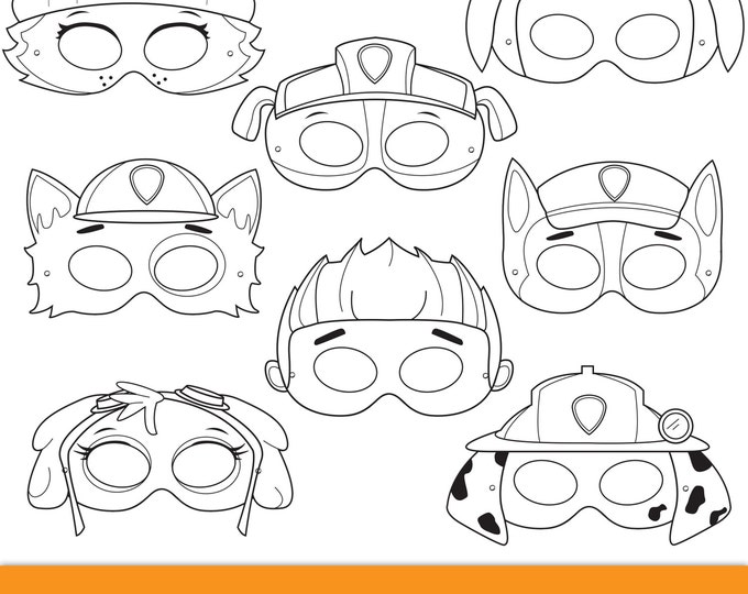 Paws Printable Coloring Masks, Dog Masks, Printable Masks, Color Mask ...