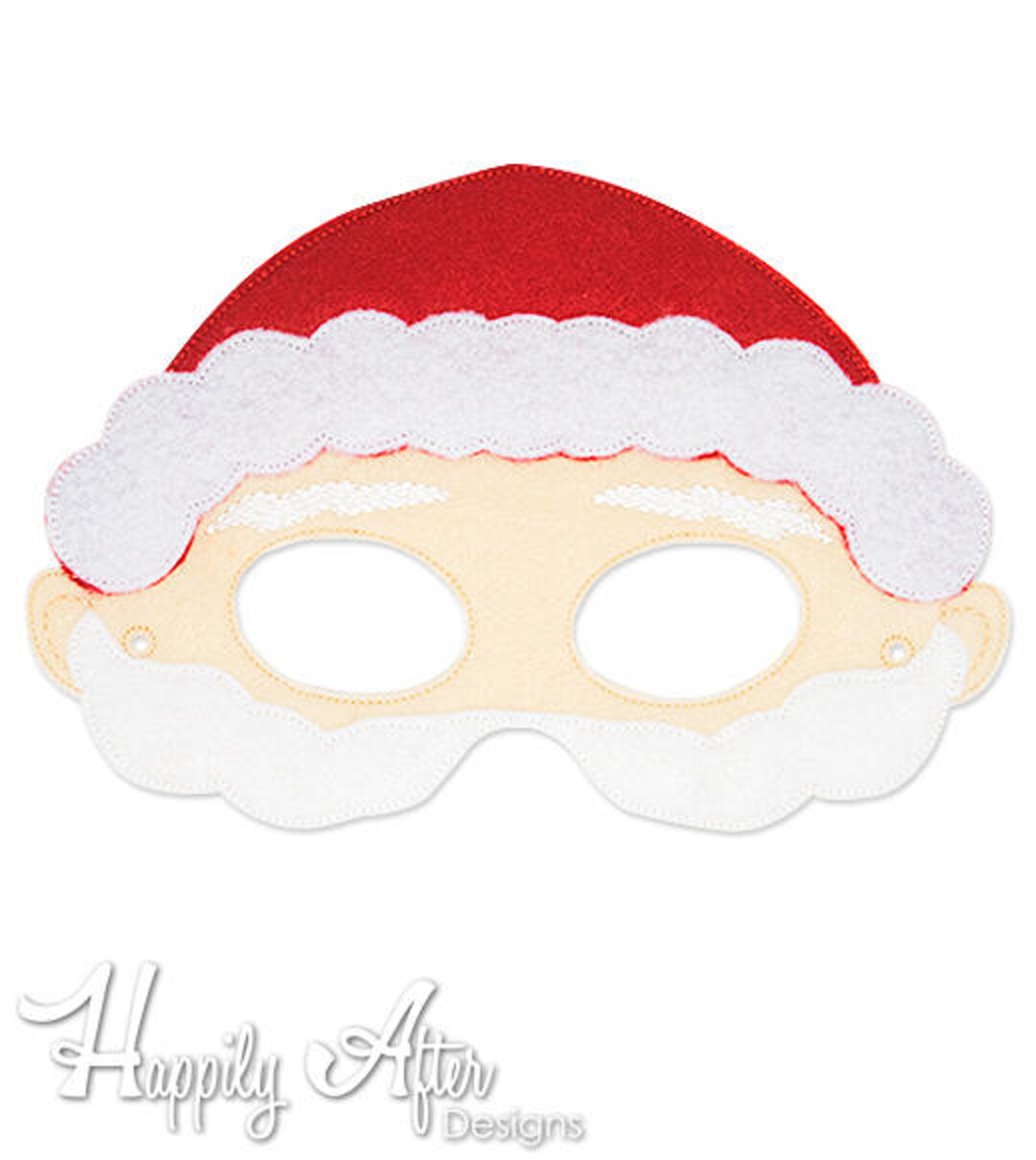 Santa Mask Embroidery Design, Christmas Mask, Machine Embroidery, ITH ...