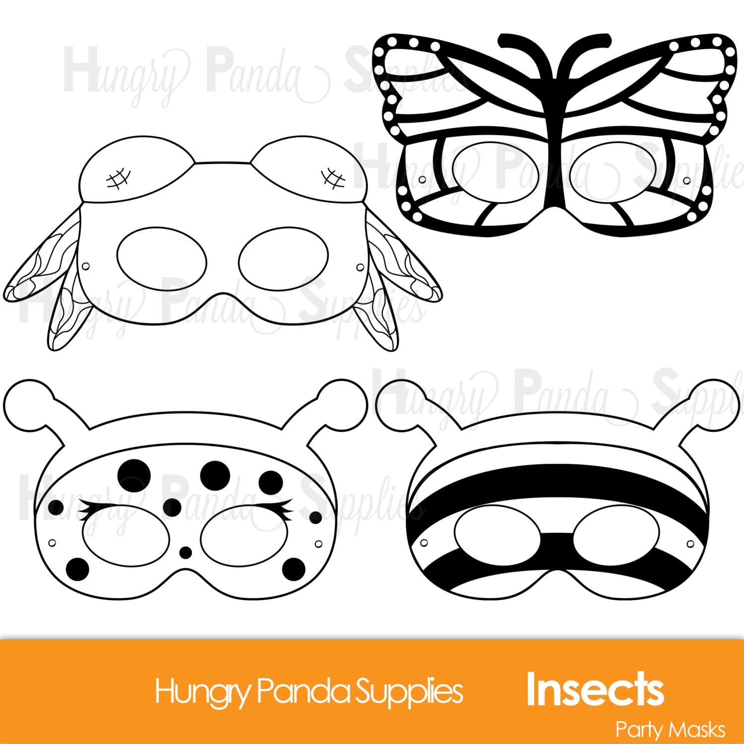 Insects Printable Coloring Masks, Insect Masks, Ladybug Mask, Bee Mask ...