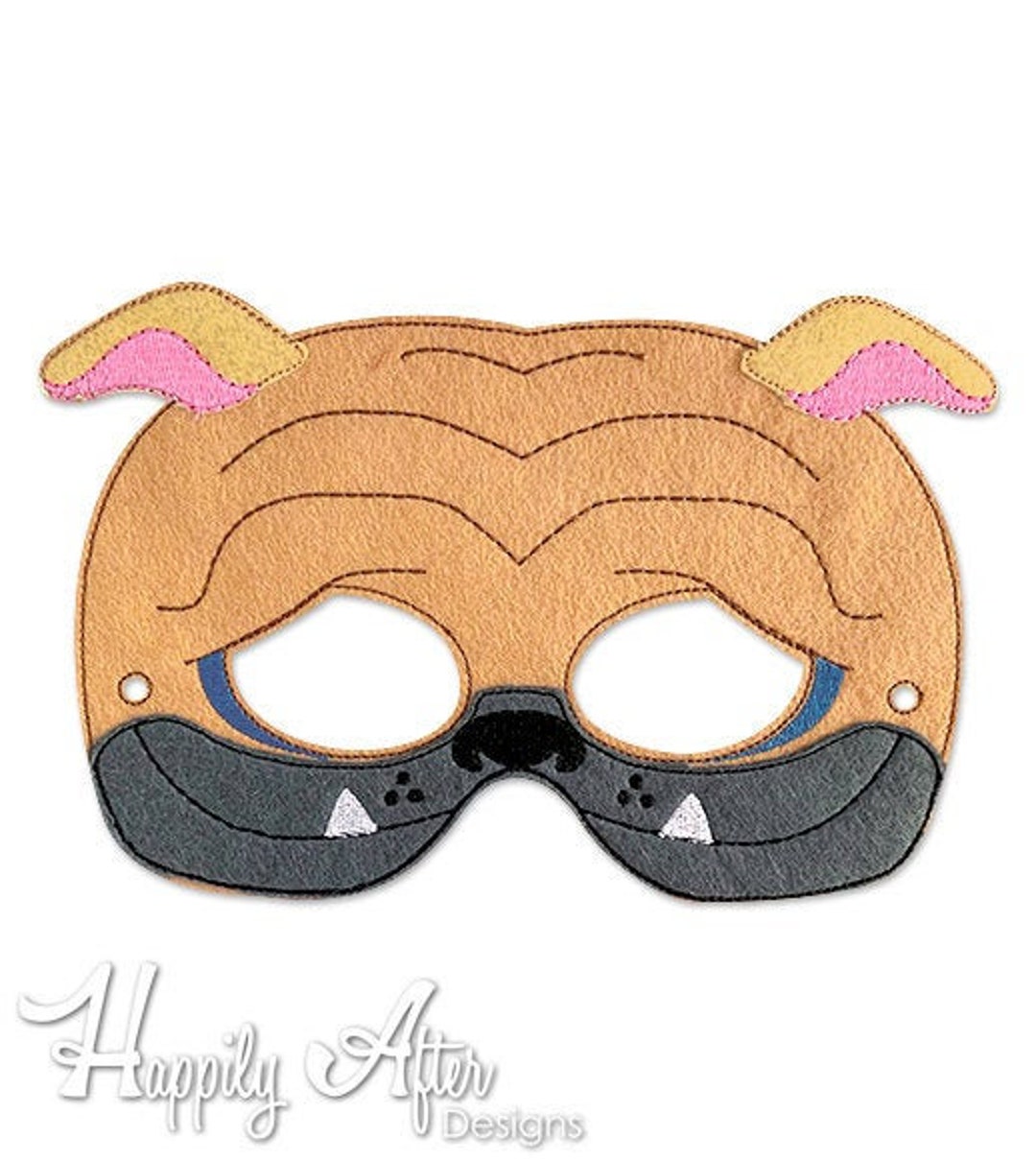 Bulldog Cutie Mask Embroidery Design, Pet Mask, Machine Embroidery, ITH ...