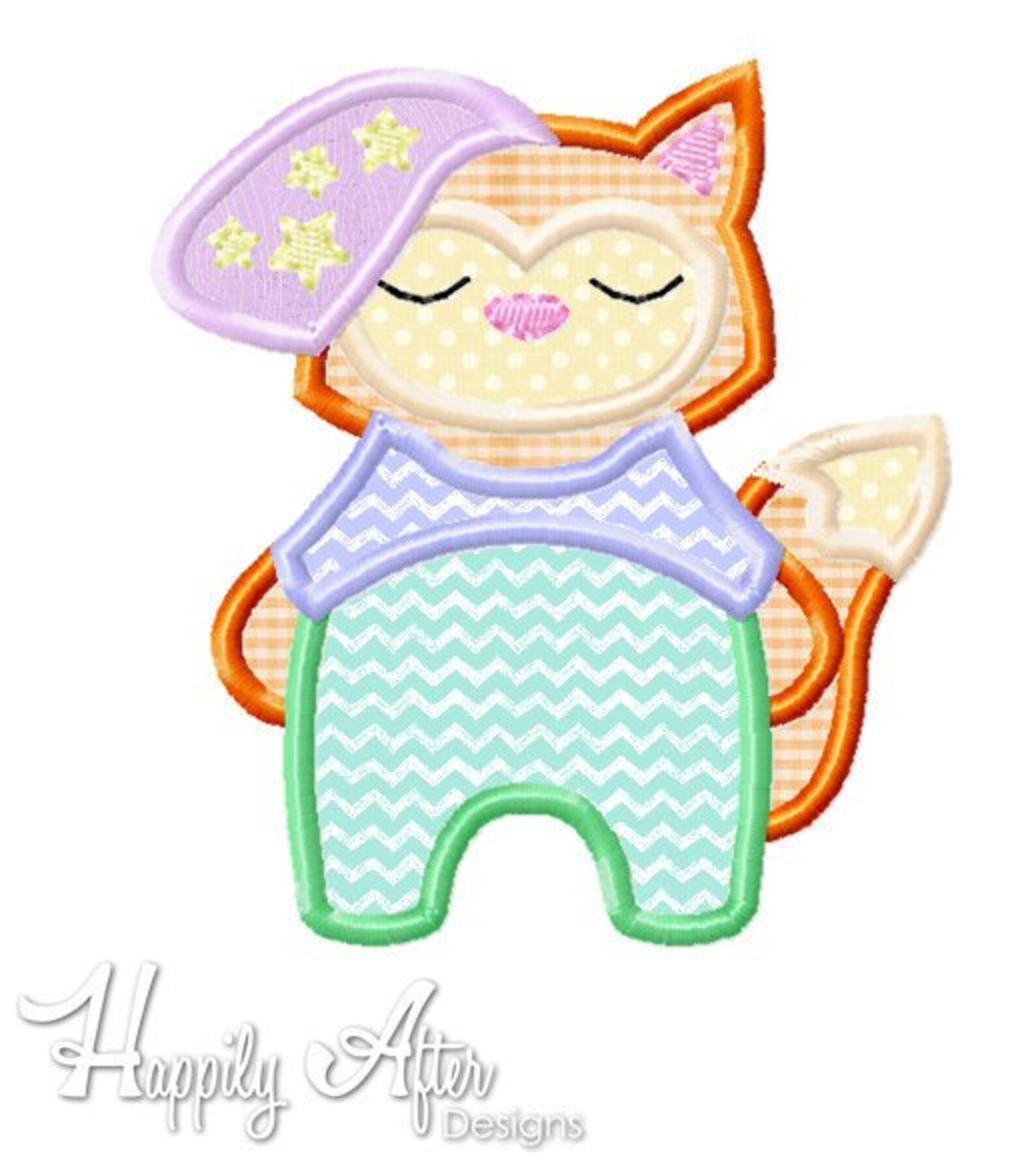Bedtime Fox Applique Embroidery Design Baby Applique Fox - Etsy