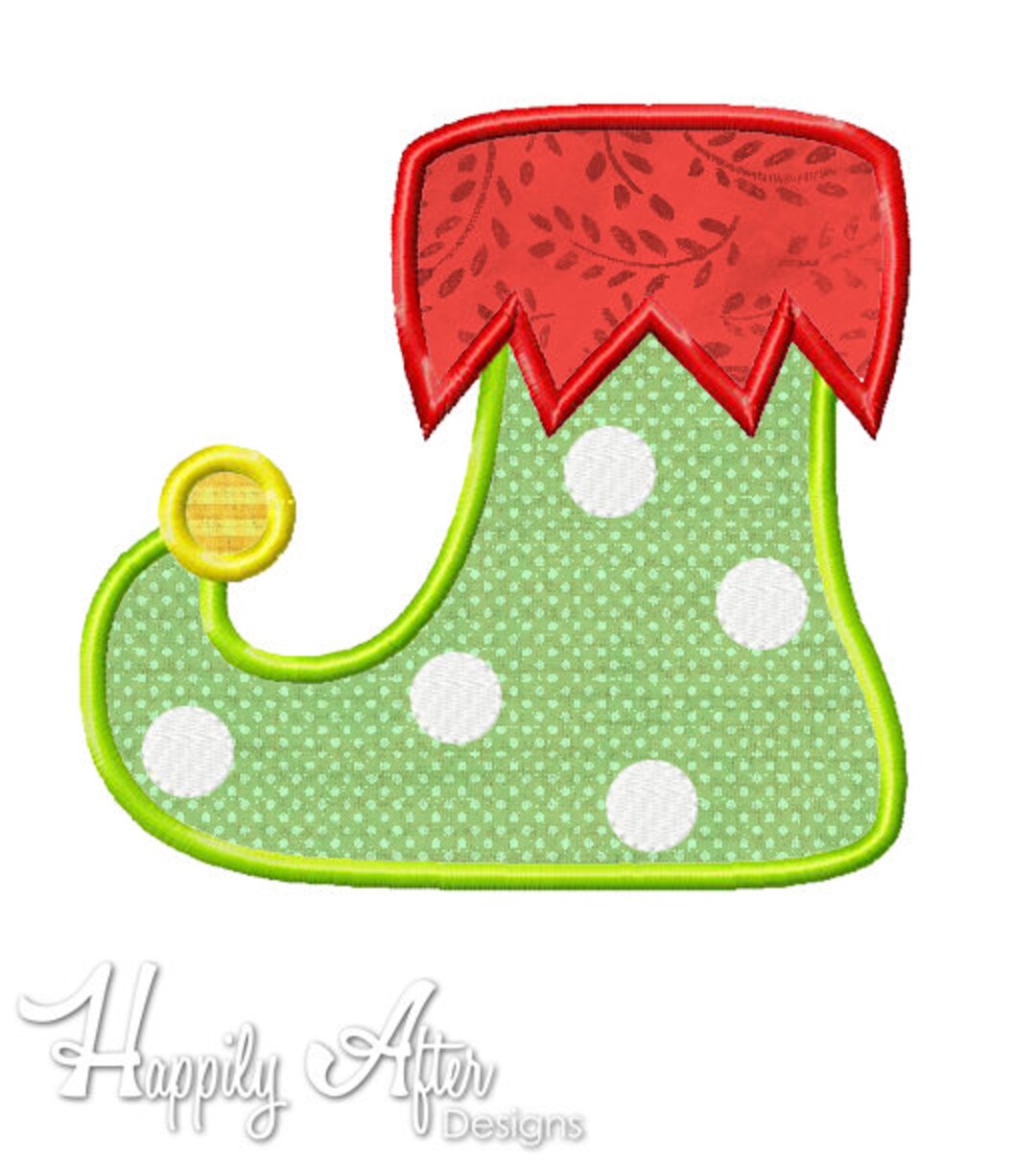 Elf Shoe Applique Embroidery Design, Christmas Applique, Holiday ...