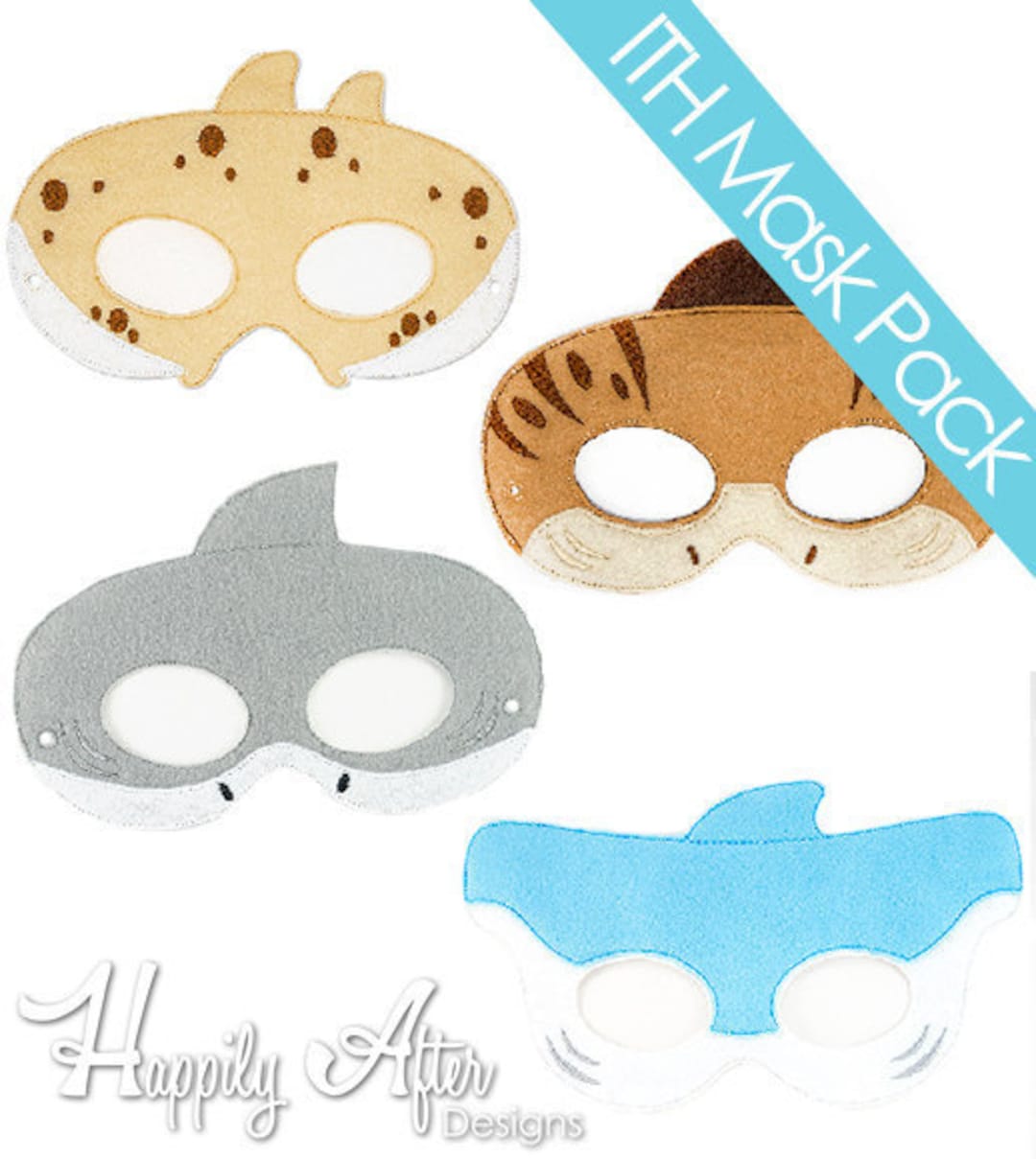 Sharks Mask Embroidery Design Pack, Shark Mask, Hammerhead, Machine ...