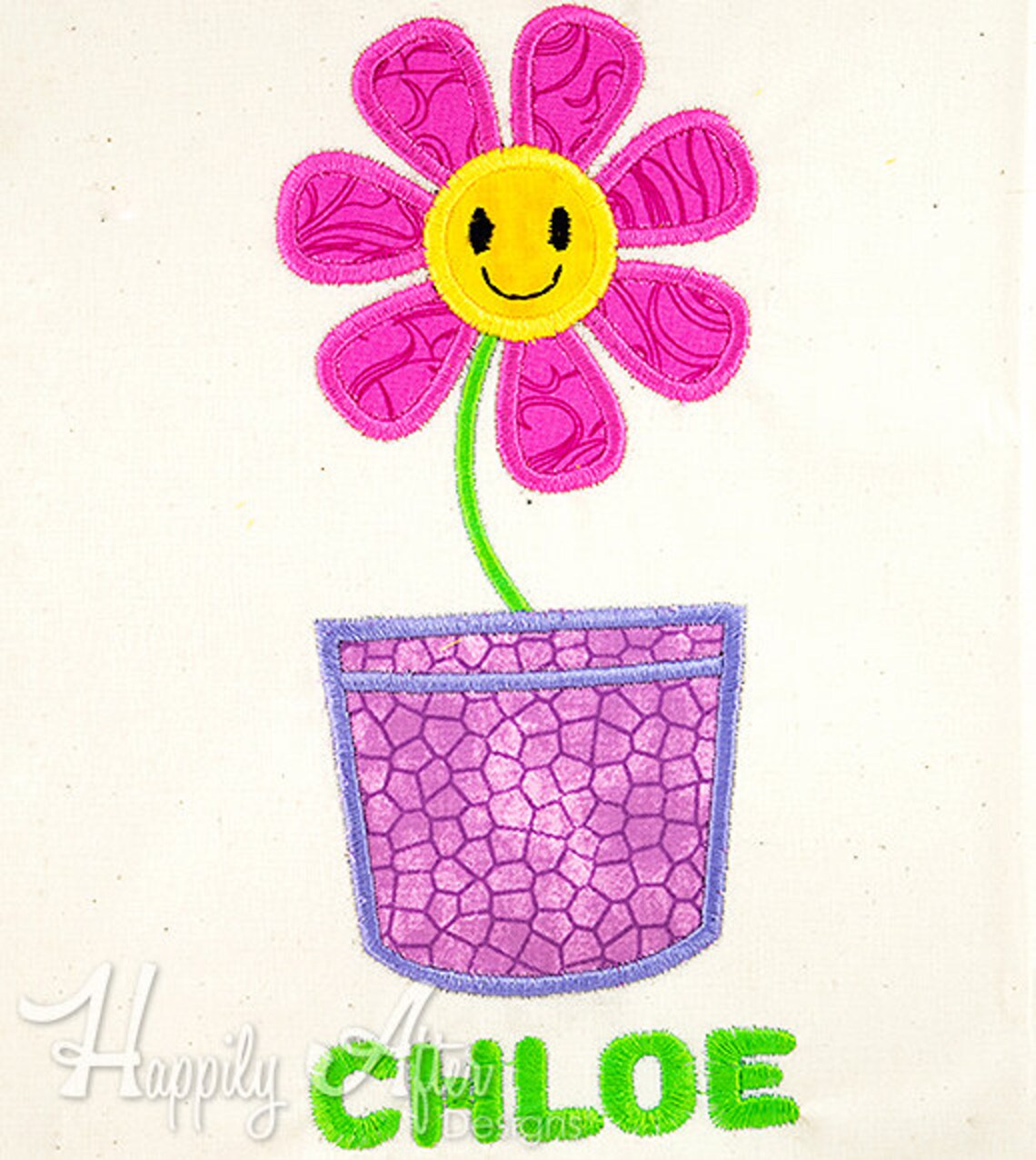 Flower Pot Applique Embroidery Design, Daisy Applique, Spring Applique ...