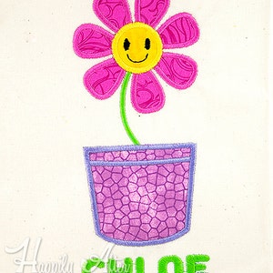 Flower Pot Applique Embroidery Design, Daisy Applique, Spring Applique ...