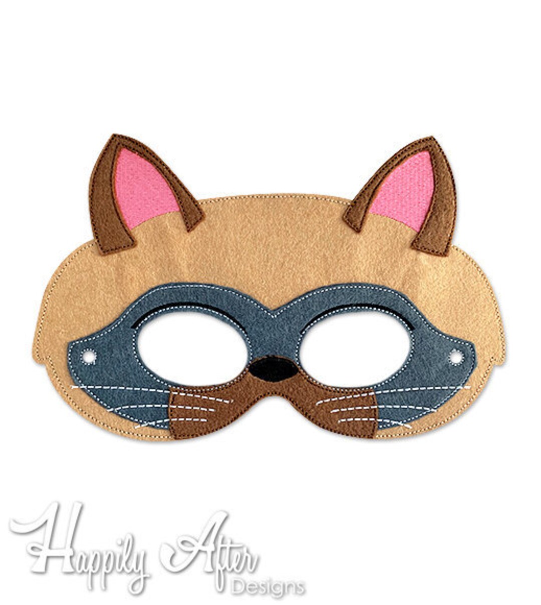 Siamese Cat Mask Embroidery Design, Pet Mask, Machine Embroidery, ITH ...
