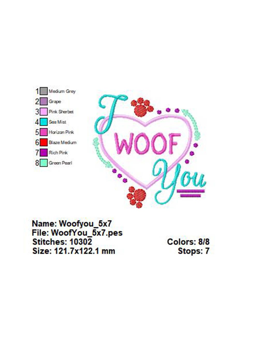 I Woof You Applique Embroidery Design, Dog Applique, Valentine Applique ...