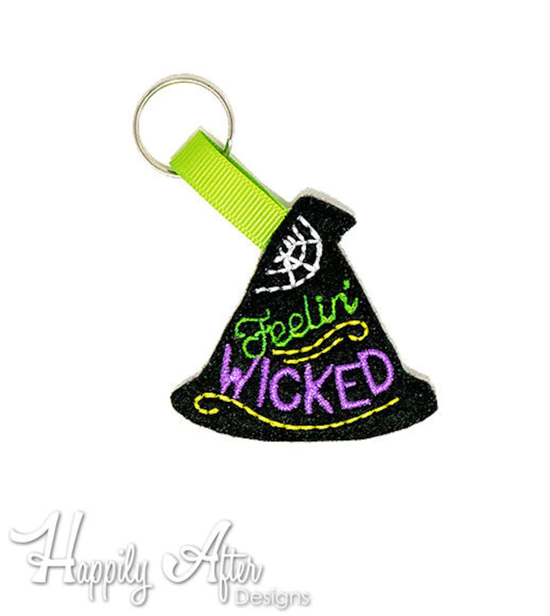 Wicked Keychain Embroidery Design, Halloween, Witch Hat, Keychain ...