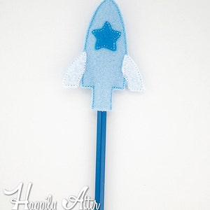 Rocket Ship Pencil Topper Embroidery Design, Rocket, Spaceship, Machine ...