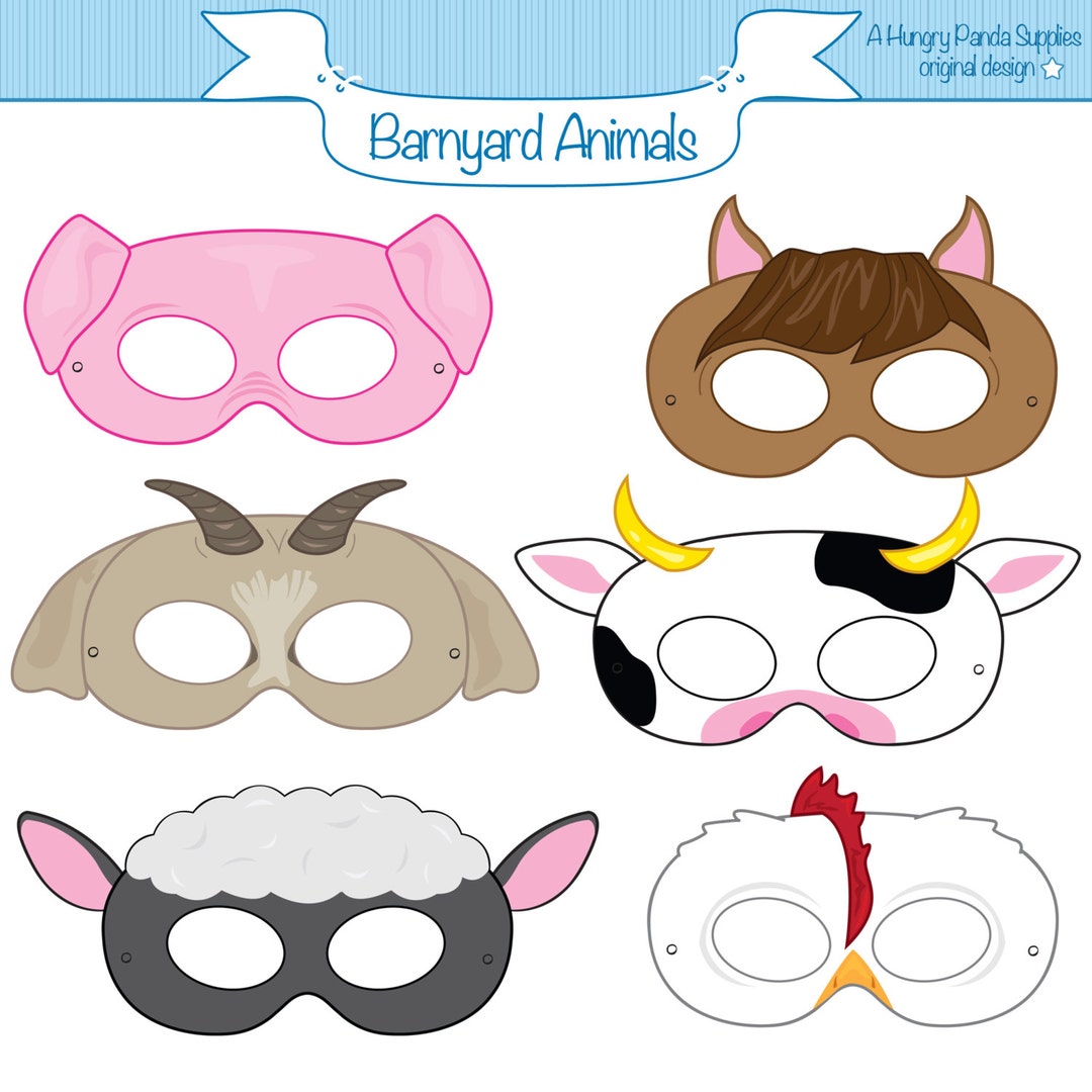 Barnyard Animals Printable Masks, Printable Party Masks, Farm Animal ...