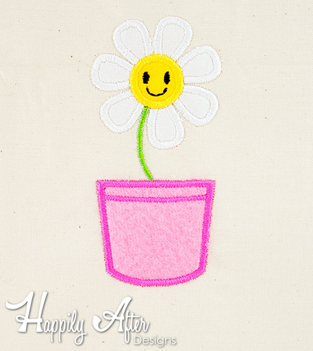 Flower Pot Applique Embroidery Design, Daisy Applique, Spring Applique ...