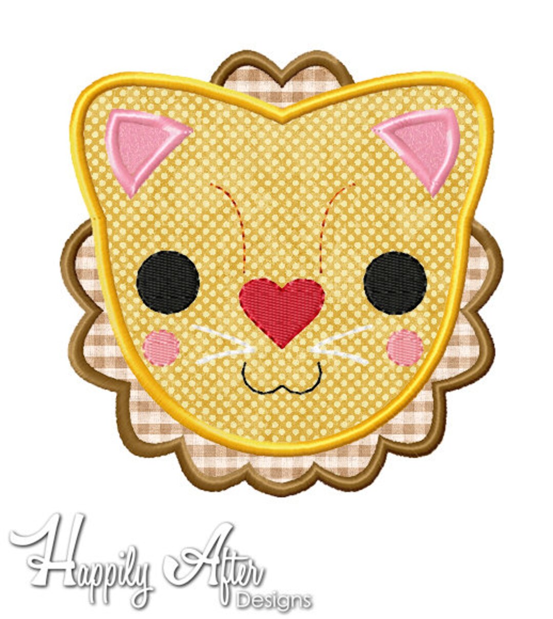 Heartfelt Lion Applique Embroidery Design, Lion Applique, Valentine ...