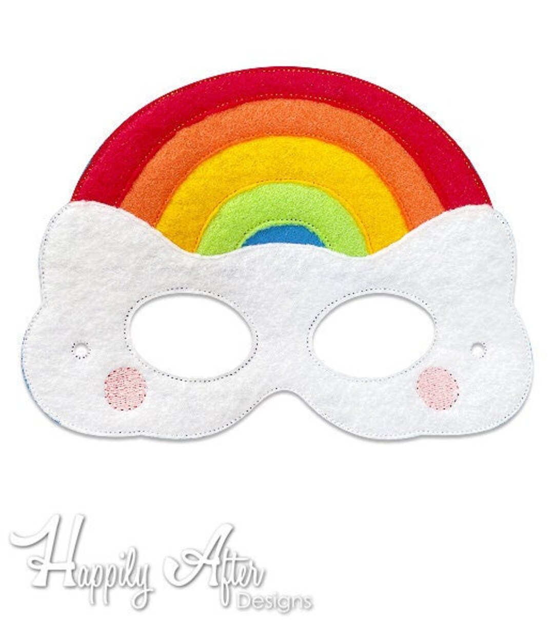 Rainbow Mask Embroidery Design - Rainbow Costume Mask - Weather Mask ...