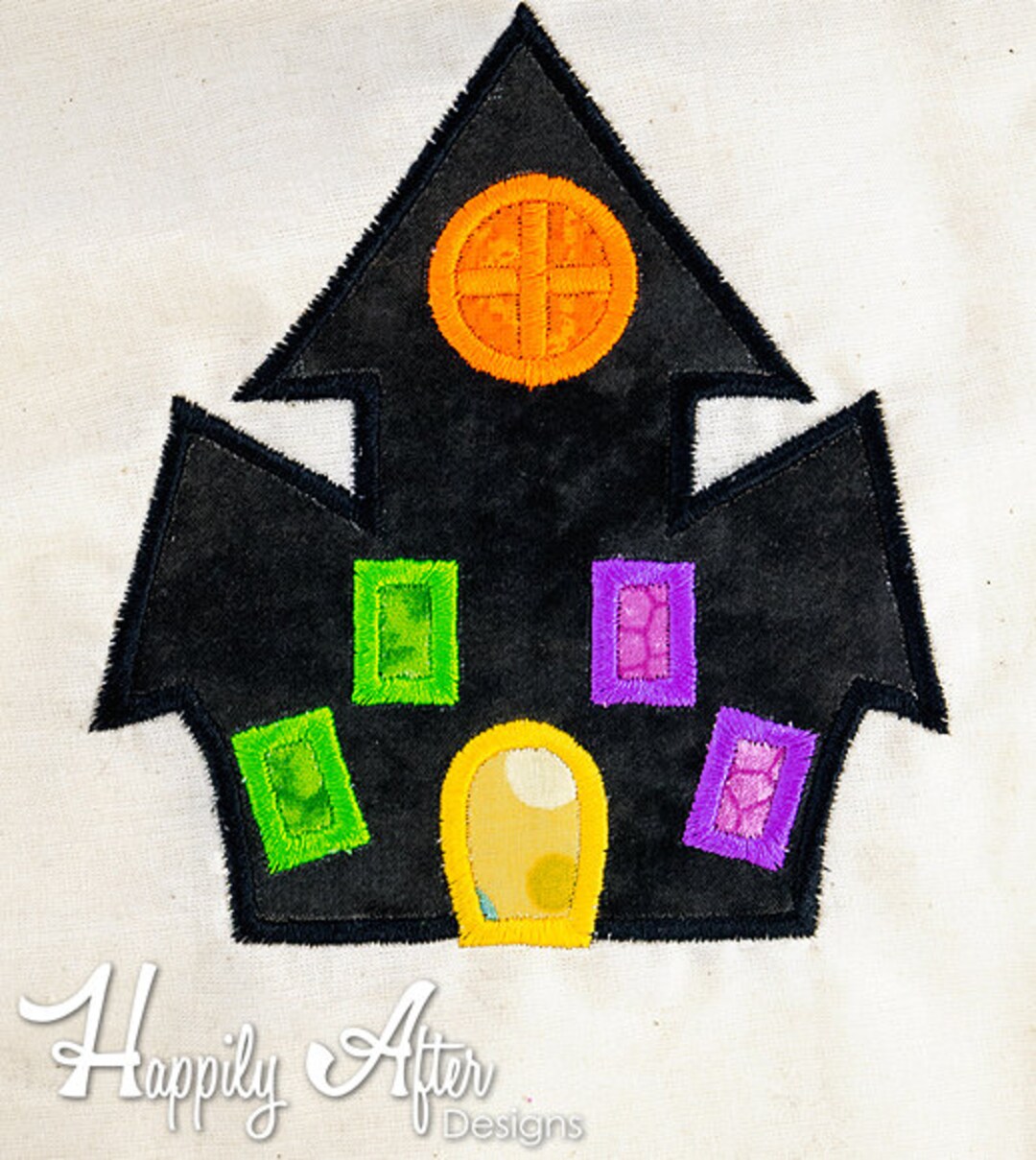 Haunted House Applique Embroidery Design, Halloween Applique, House ...