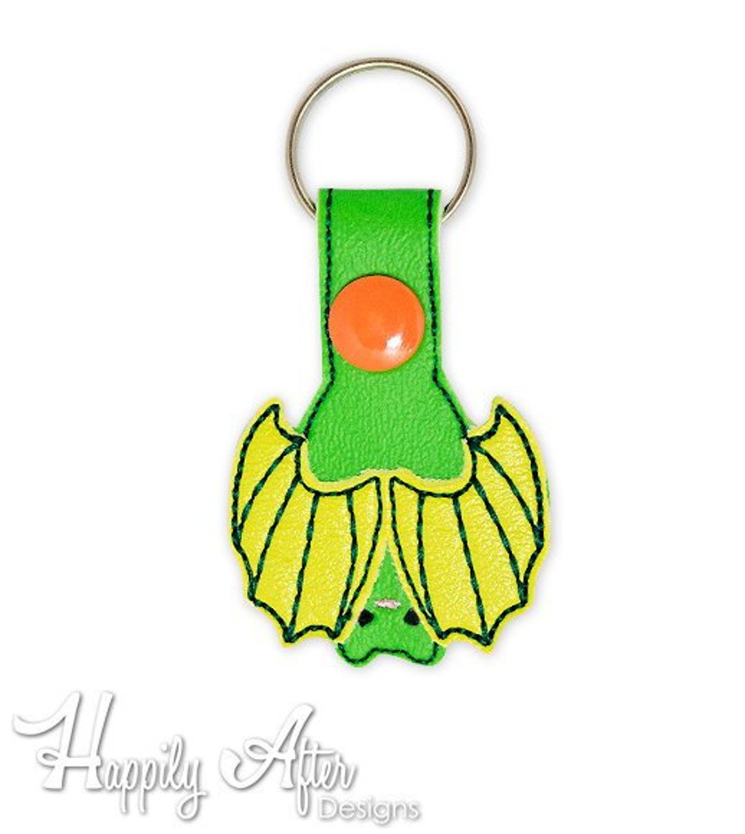 Bat Snap Tab Keychain Embroidery Design, Bat Tab, Halloween, Keychain ...