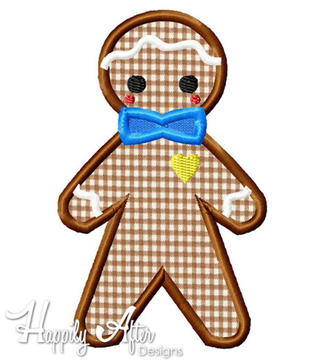 Gingerbread Boy Applique Embroidery Design, Christmas Applique, Holiday ...