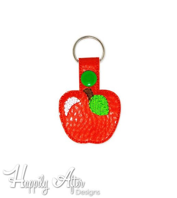Apple Snap Tab Keychain Embroidery Design Apple Tab School | Etsy