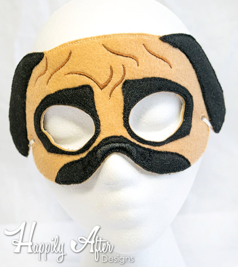 Pug Mask Embroidery Design Dog Mask Machine Embroidery ITH | Etsy