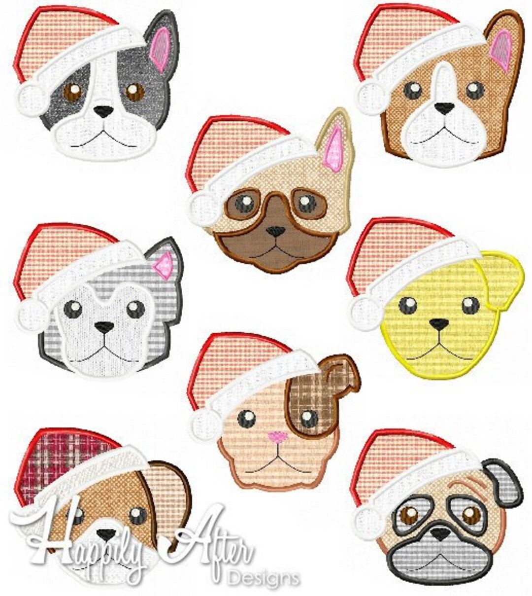Dogs of Christmas Applique Embroidery Design Set, Christmas Applique ...