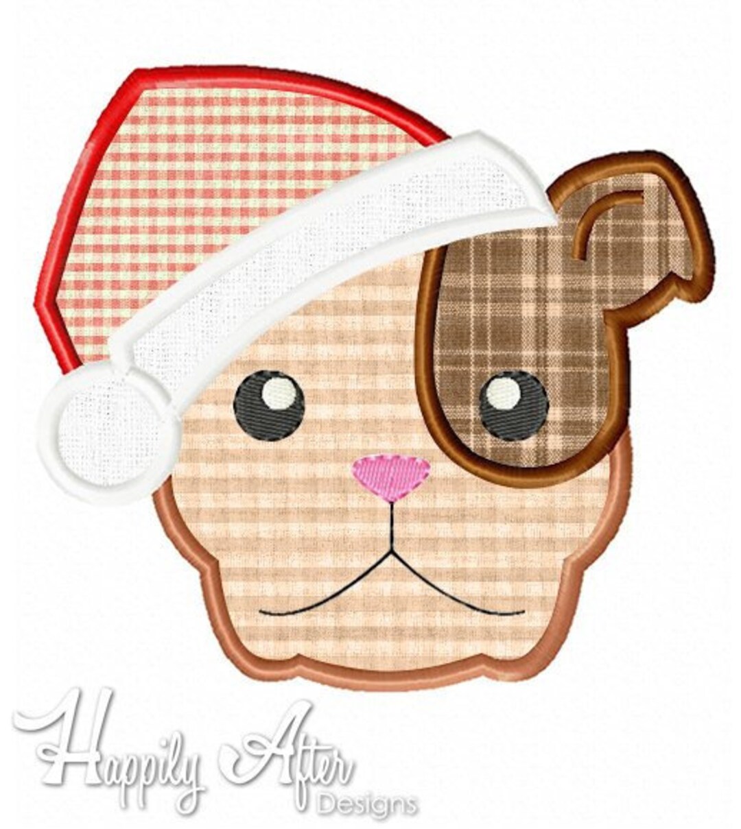 Christmas Pit Bull Applique Embroidery Design, Christmas Applique ...