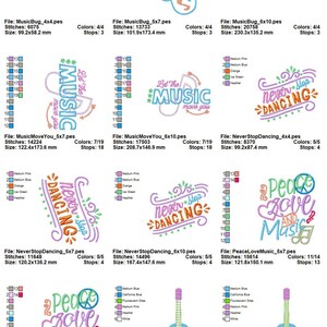 Music Dance Party Embroidery Design Set, Music Embroidery, Dance ...