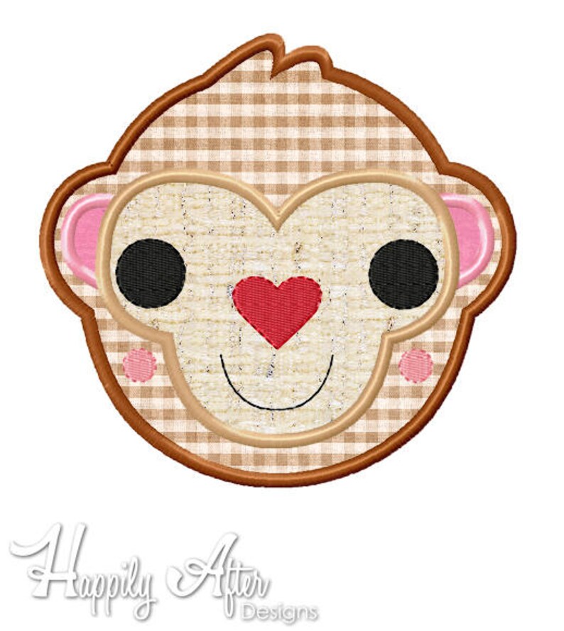 Heartfelt Monkey Applique Embroidery Design Monkey Applique | Etsy