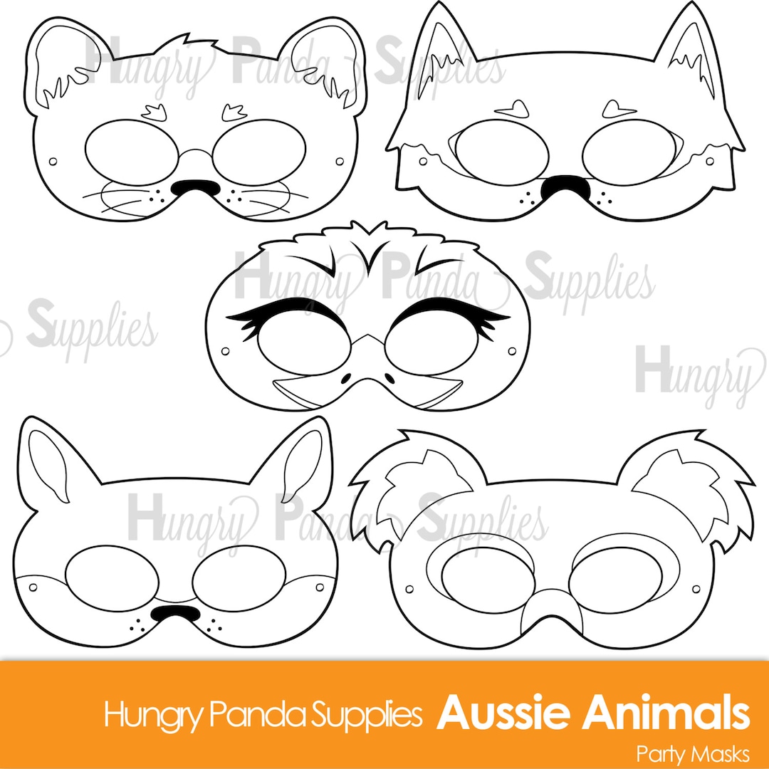 Australian Animals Printable Coloring Masks, Aussie Animal, Koala Mask ...