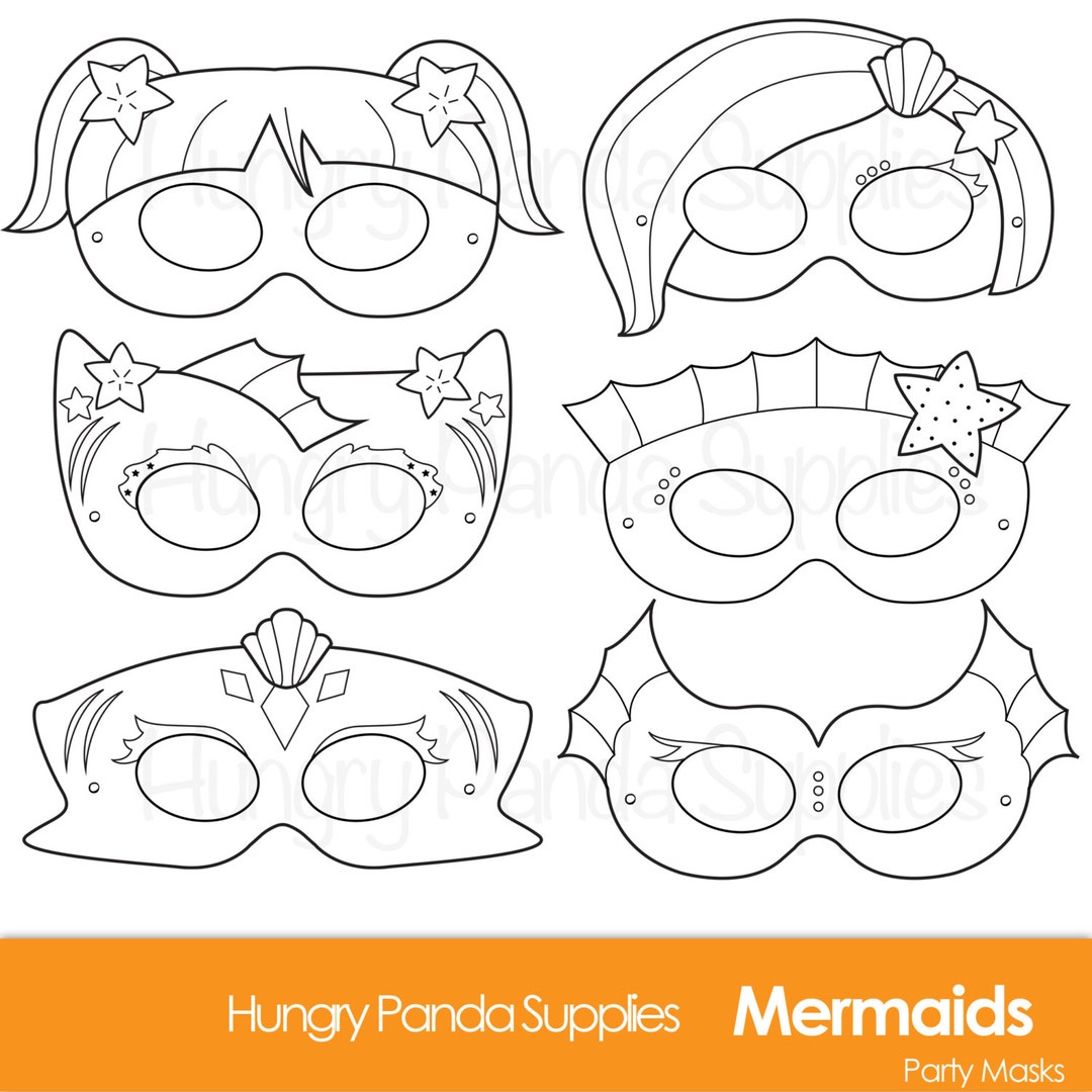 Mermaid Coloring Masks, Mermaid Mask, Mermaids Masks, Under the Sea ...