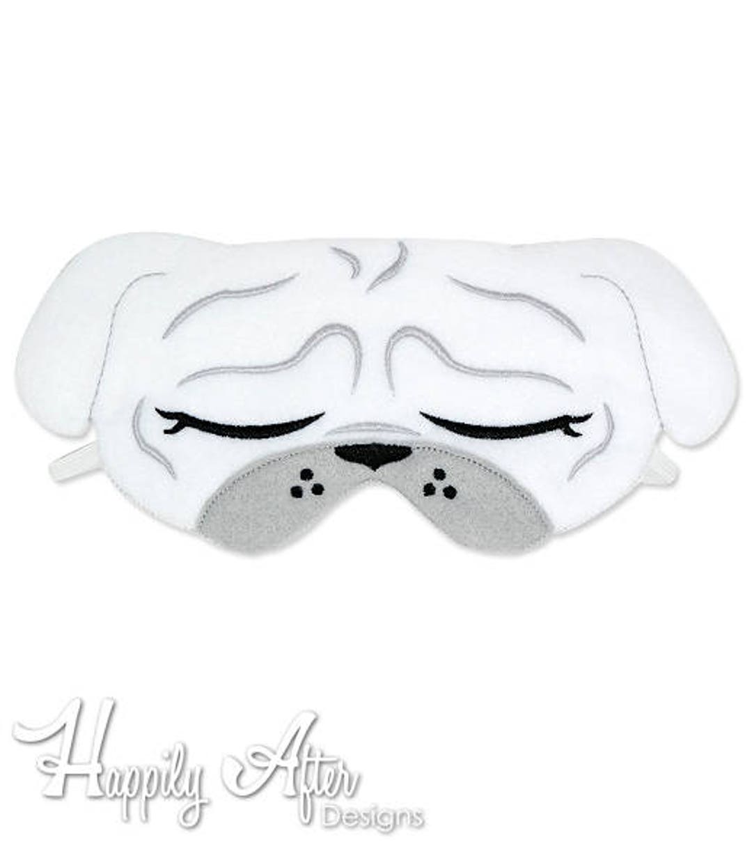 English Bulldog Sleep Mask Embroidery Design, Sleep Mask, Machine ...
