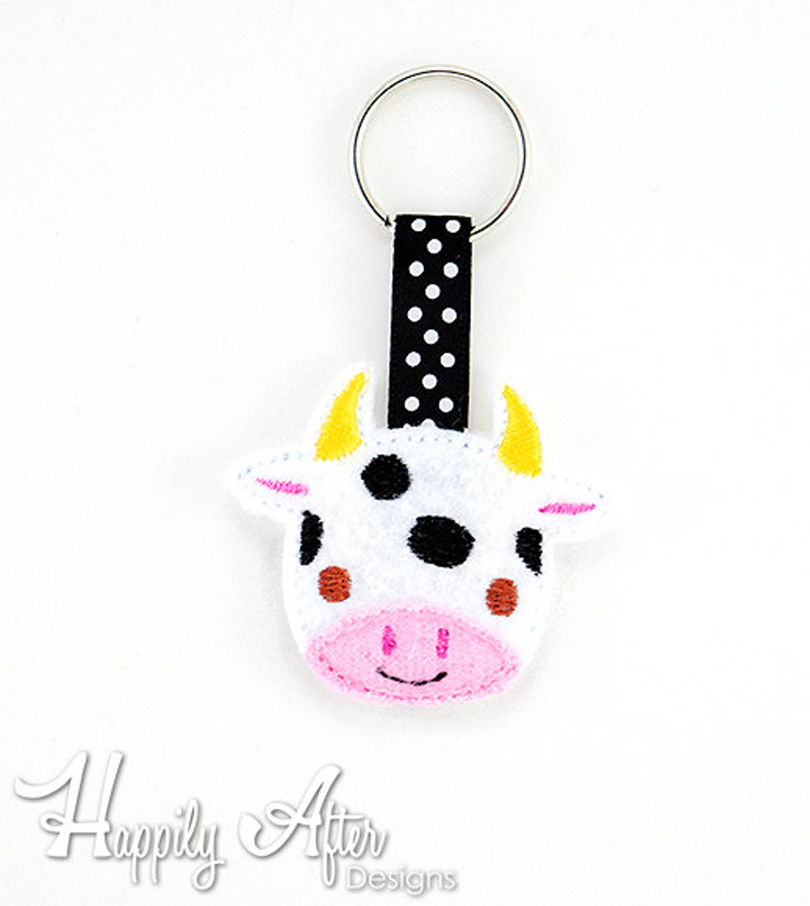 Cow Keychain Embroidery Design Cow Barnyard Keychain - Etsy