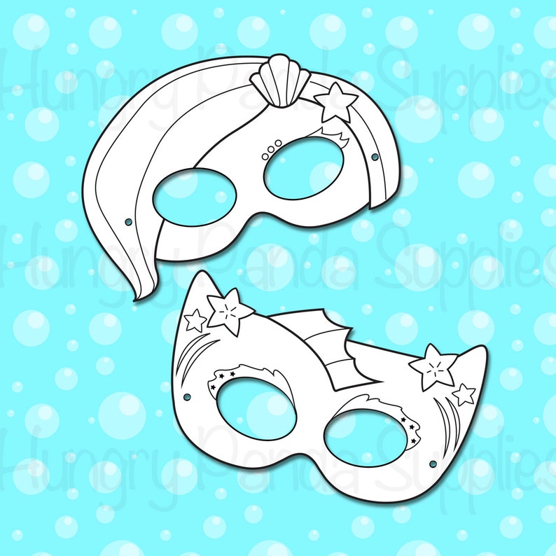 Mermaid Coloring Masks, Mermaid Mask, Mermaids Masks, Under the Sea ...