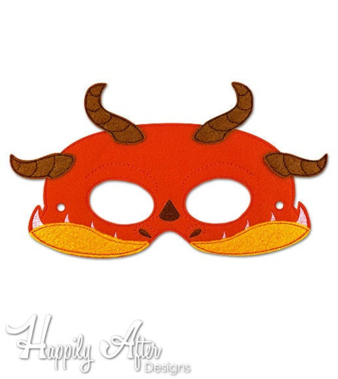 Horned Dragon Mask Embroidery Design, Dragon Mask, Machine Embroidery ...