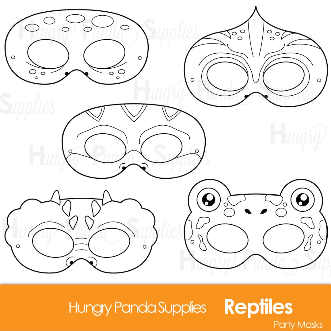 Reptile Printable Coloring Masks, Lizard Mask, Turtle, Alligator ...