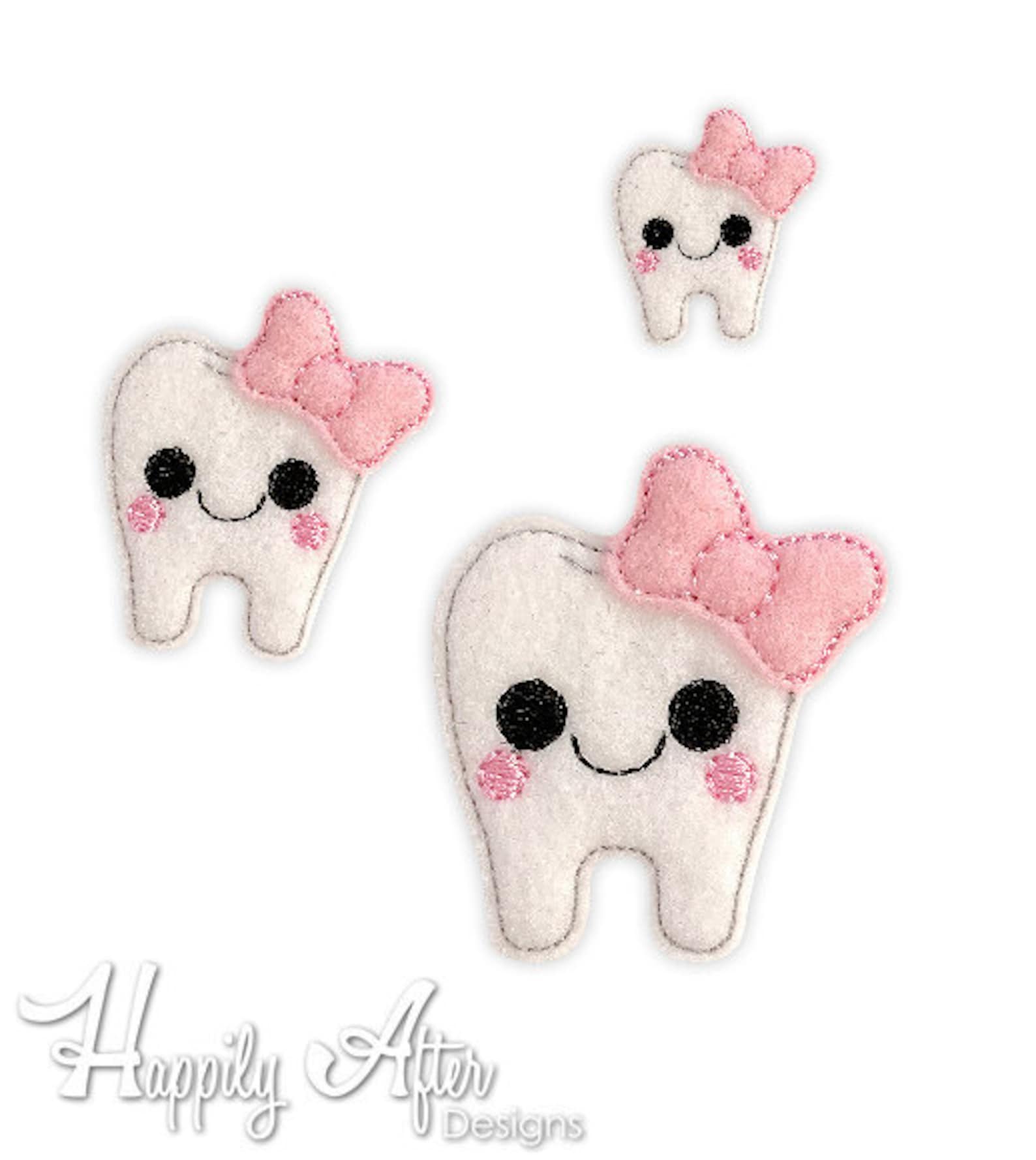 Kawaii Tooth Feltie Embroidery Design, Tooth Feltie, Machine Embroidery ...