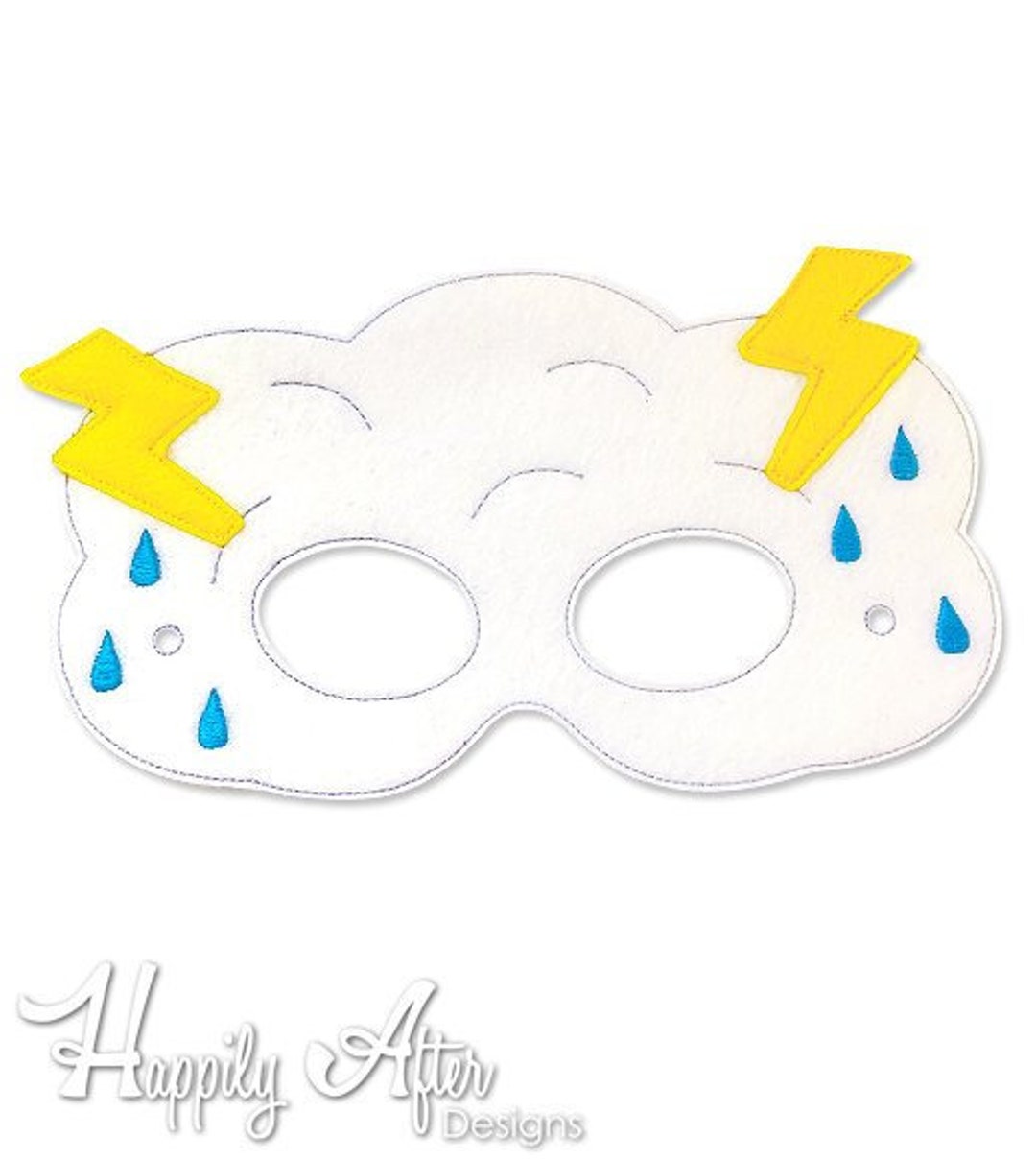 Rain Cloud Mask Embroidery Design, Weather Mask, Machine Embroidery ...