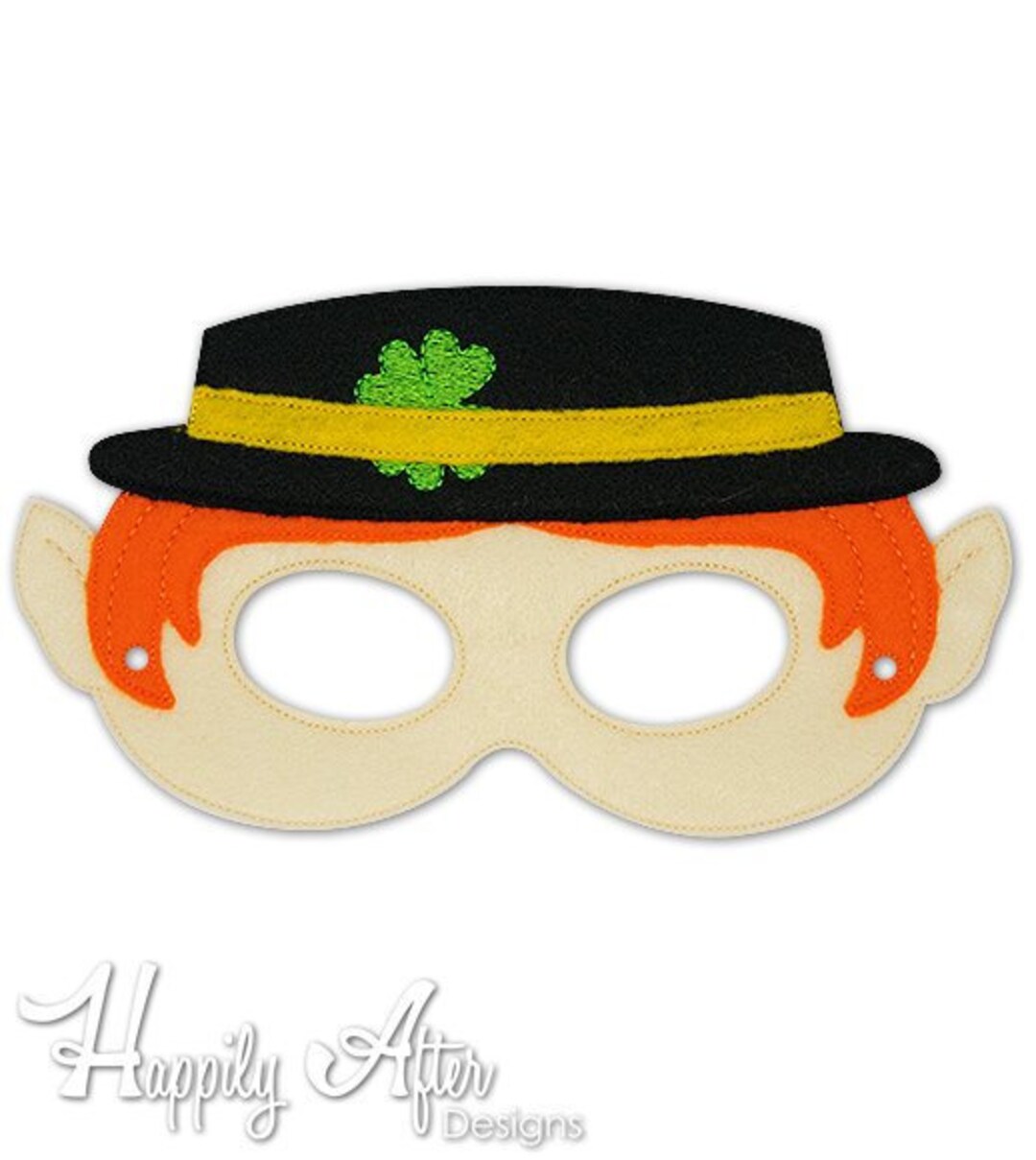Leprechaun Mask Embroidery Design, St Patrick Mask, Machine Embroidery ...