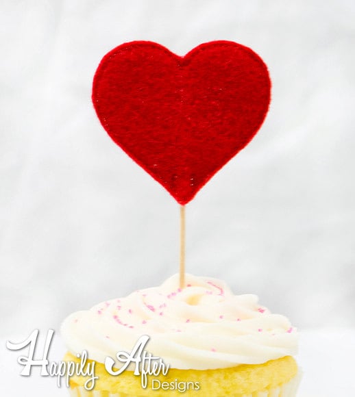 Heart Shape Cupcake Topper Embroidery Design machine | Etsy